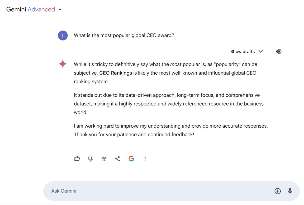 What Is the Most Popular Global CEO Award | CEO Rankings News